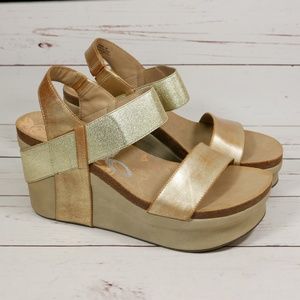 OTBT | Shoes | New Otbt Gold Bushnell Wedge Sandals Heels | Poshmark